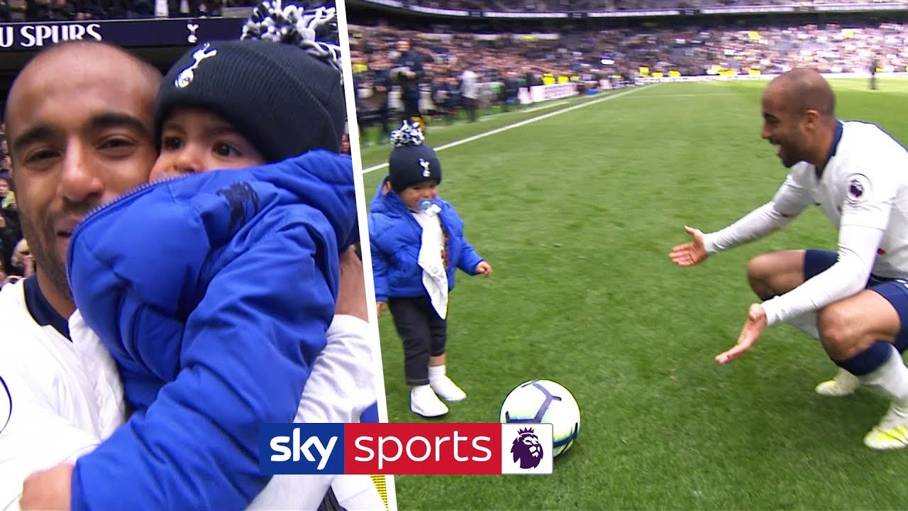 Lucas Moura celebrates with his baby son after scoring a hat-trick ...